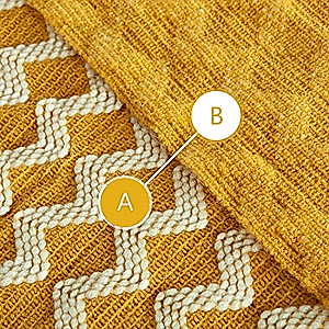 NTBAY Acrylic Knitted Throw Blanket, Lightweight and Soft Cozy Decorative Woven Blanket with Tassels for Travel, Couch, Bed, Sofa, 51x67 Inches, Mustard Yellow Wave