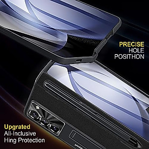 Fingic for Samsung Galaxy Z Fold 5 Case [with S Pen & Built in Screen Protector & S Pen Holder ] Kickstand Hinge Protection Military Grade Drop Tested 360° Full Body Protective Phone Case,7.6"(Black)