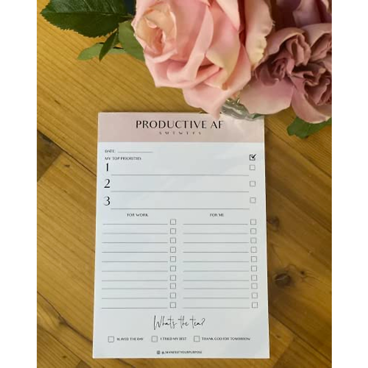 Manifest Your Purpose Productive AF Notepad, Daily Planner, Simple Pink Notepad, Organizer, To - Do Lists, Size A5, Undated Planner (50 Sheets),