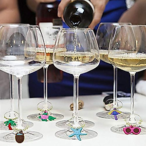 SANHE Wine Glass Charms Tags, Wine Drinker Gift set of 12, Champagne Cocktail Drink Markers (red)