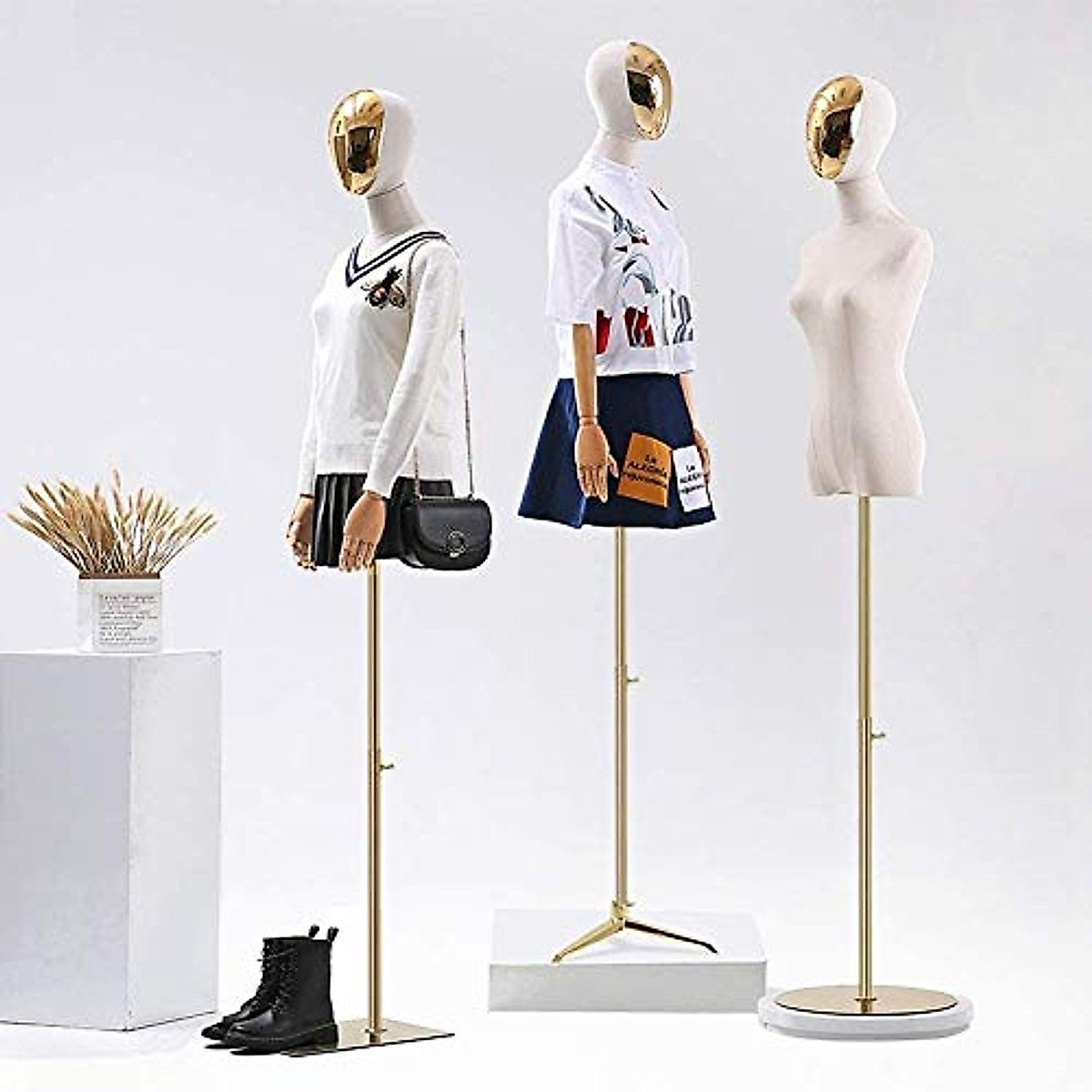 Tailors Dummy Female Mannequin Body with Plating Face and Round Base| for Dress Form Display Stand Dressmakers Dummy