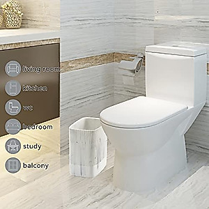 Polytree Bathroom Trash Can 1.8 Gallon(7 Liter) Small Kitchen Garbage Can,Decor Wastebasket for Bedroom Office,Resin Marble White