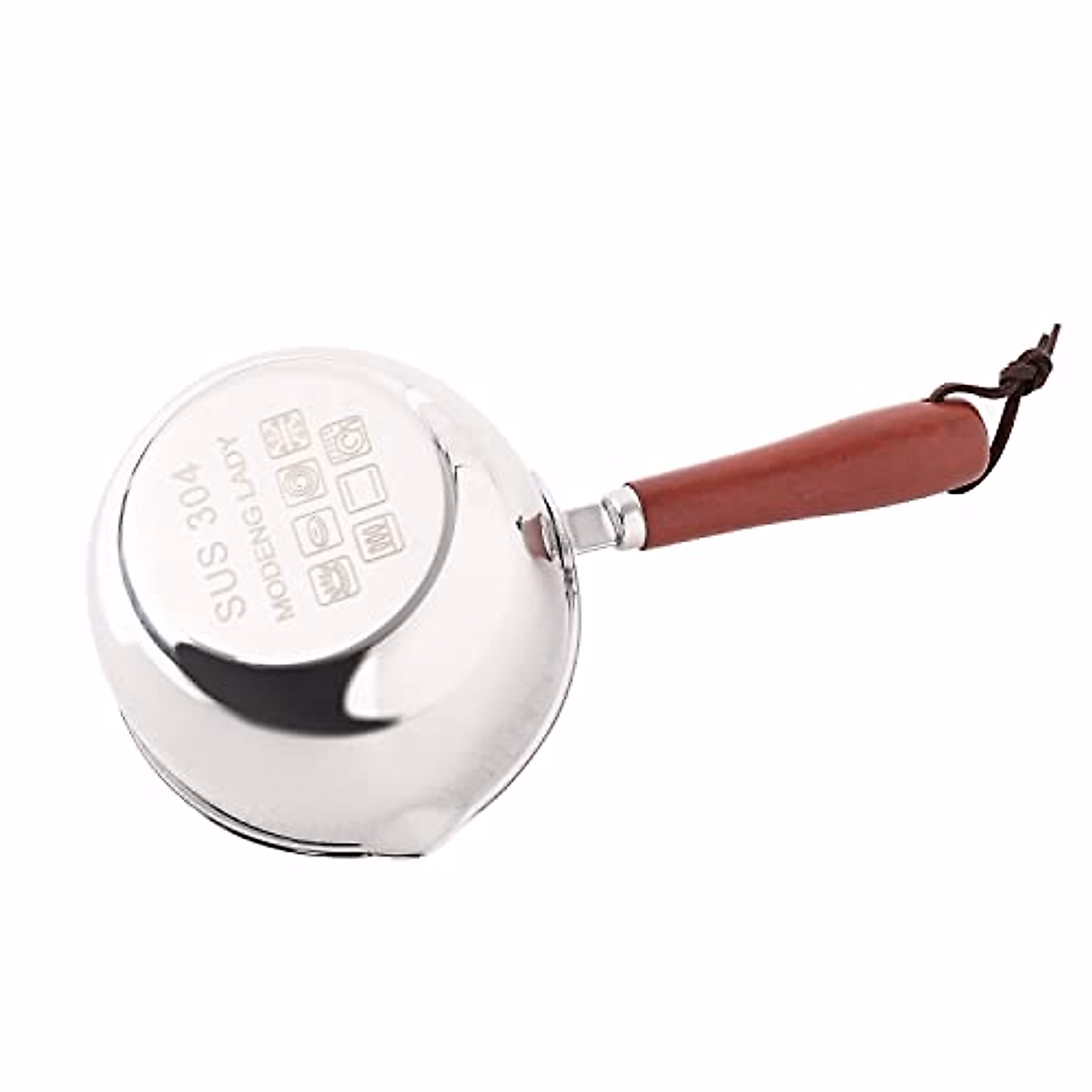 Butter Warmer Pot with Wooden Handle for Seafood, SUS304 Stainless Steel Milk Warmer for Coffee, Small Heating Cookware Soup Wamer Pan 4.13Inch 300ml (300ml-SUS304)