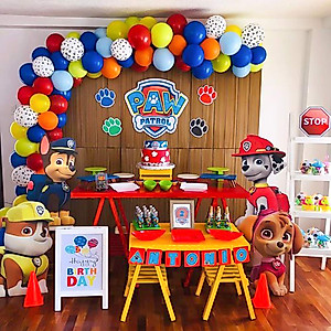 Holicolor 100pcs Paw Patrol Balloons Colorful Latex 12inches with Dog Paw Print Balloons for Birthday Paw Patrol Theme Decorations