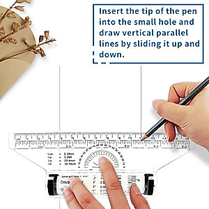 2 Pcs Plastic Measuring Rolling Ruler, 6 Inch Drawing Roller Ruler Parallel Glider Rolling Ruler Drawing Design Ruler for Measuring, Drafting