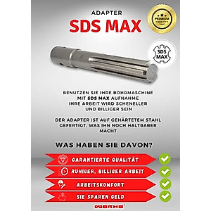 WERHE Profi Adapter for Earth Drill suitable for SDS Max Drilling Machine - For auger drill and SDS impact hammer Drill machine - Soil Drill Adapter for drills with Ø 1,6" 2,4" 3,15" 3,9" 4,7" 5,9"