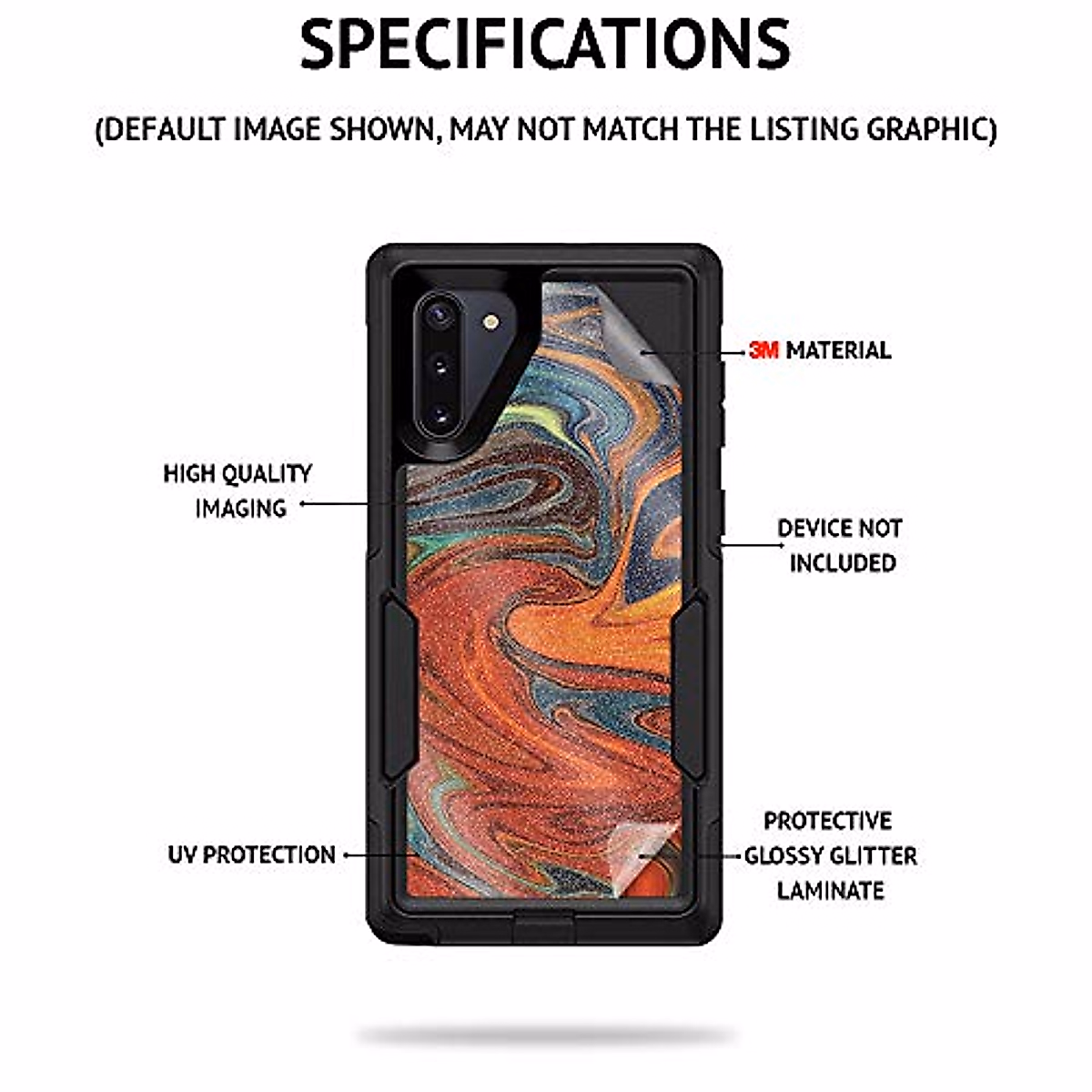 MightySkins Glossy Glitter Skin for OtterBox Symmetry for Samsung Galaxy Note20 Ultra 5G - Pink Chevron | Protective, Durable High-Gloss Glitter Finish | Easy to Apply | Made in The USA