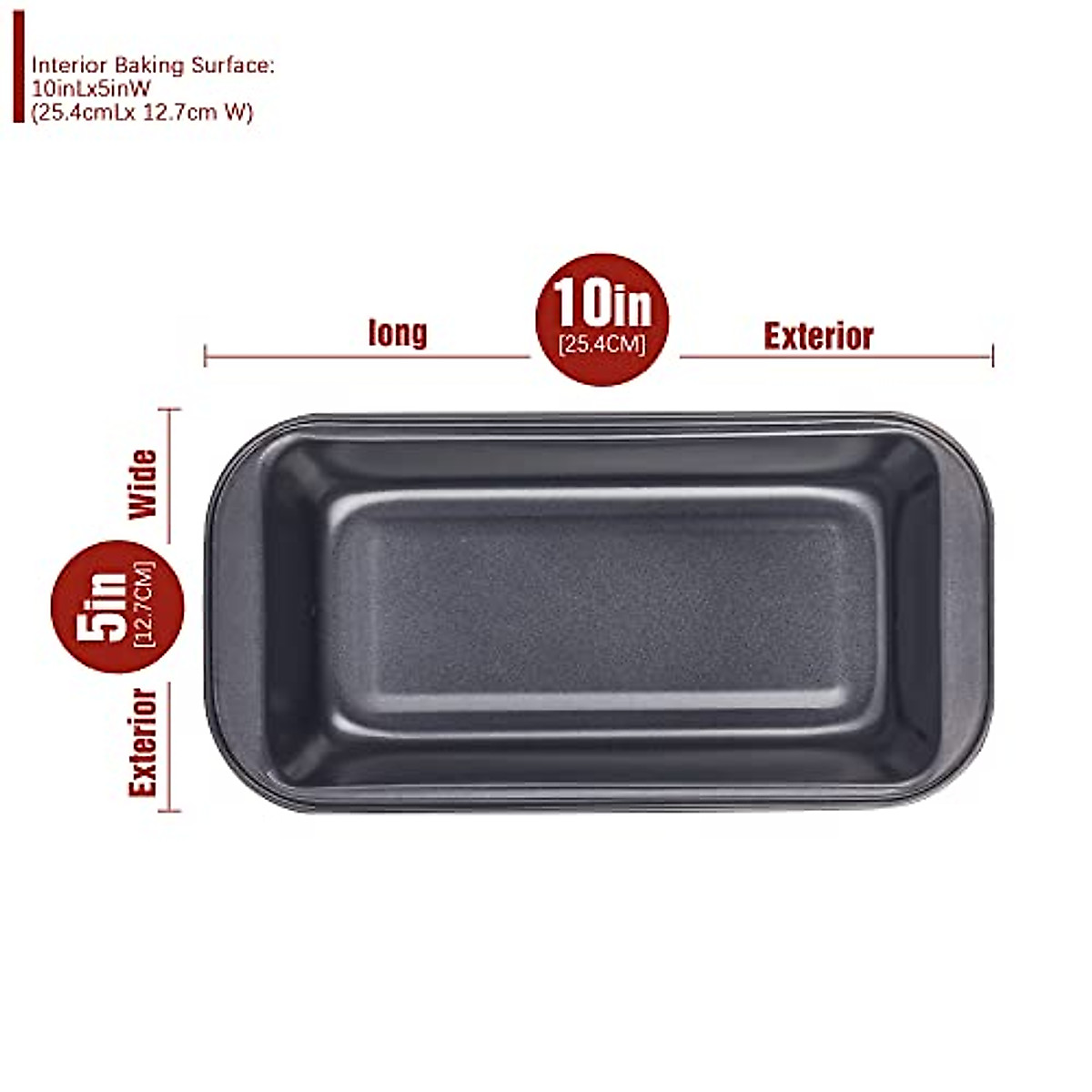 KITESSENSU Bread Pan, Nonstick Loaf Pan with Easy Grips Handles, Carbon Steel Loaf Pans for Baking, Bread Pans for Homemade Bread, Brownies and Pound Cakes, Set of 2, Gray