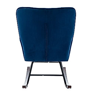 HomSof Modern Rocking Nursery Upholstered Accent Rocker Chair for Living Room, One Size, Navy