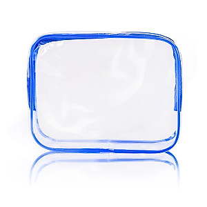 3Pcs Crystal Clear PVC Travel Toiletry Bag Kit for Women Men, Waterproof Vinyl Organizer Clear Makeup Bags with Zipper Handle Straps, Cosmetic Bag Pouch Carry on Airport Airline Compliant Bag Handbag