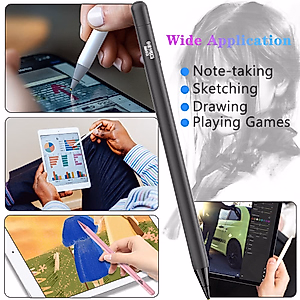 Stylus for iPad,Stylus for iPhone, Rechargeable Stylus Pen,1.4mm Fine Tip for Drawing and Writing, Compatible iPad Pro/iPhone and iPad/iPad Mini/iPad Air (Black)