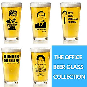 Vivid Ventures Prison Mike Beer Glass - The Office Merchandise | Funny Mug for Men and Women - Michael Scott Beer Glass