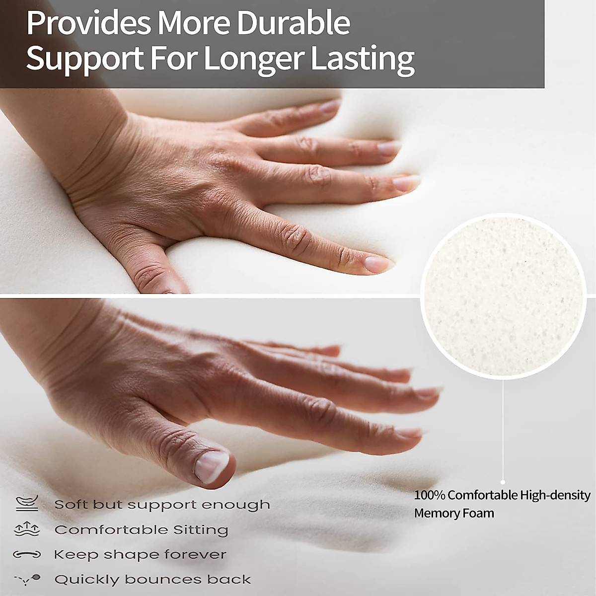 Gel Seat Cushion for Long Sitting - Memory Foam Chair Pillow for Sciatica Pain Relief - Orthopedic Gel & Memory Foam Coccyx Cushion for Tailbone Pain - Office Chair Cushion for Back Pain Grey