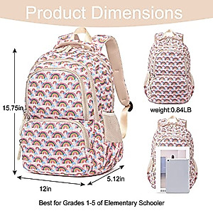 CLUCI Kids Backpack for Girls Bookbags Preschool Backpack Toddler Daycare School Bag Elementary Kindergarten Lightweight Large Waterproof Cute Pink Rainbow