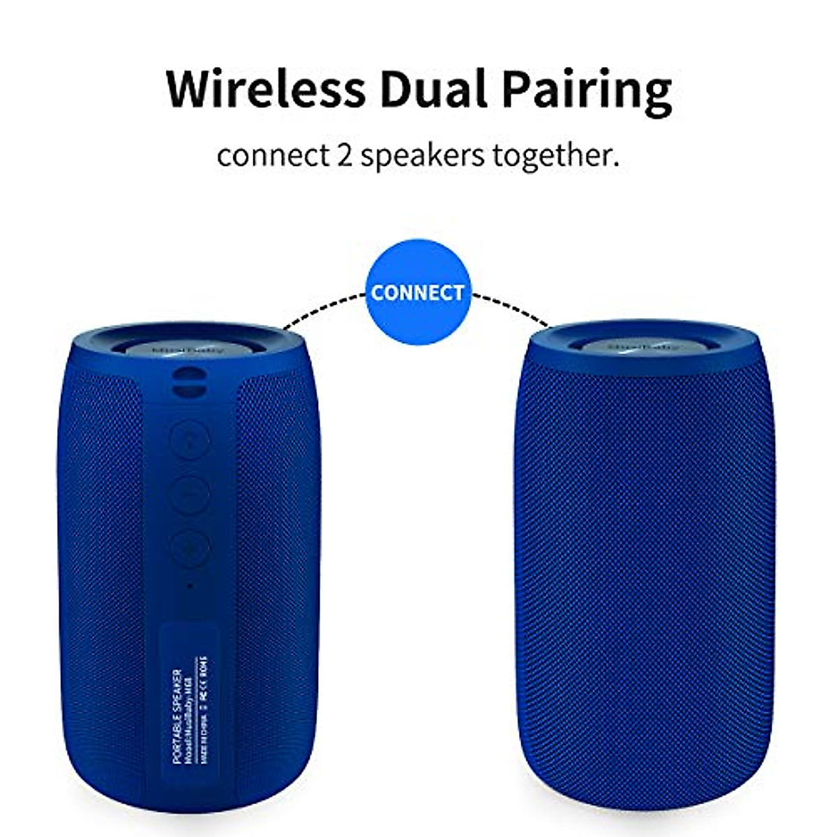 Bluetooth Speaker,MusiBaby Speakers,Outdoor, Portable,Waterproof,Wireless Speakers,Dual Pairing, Bluetooth 5.0,Loud Stereo,Booming Bass,1500 Mins Playtime for Home,Party（M68） (Blue)