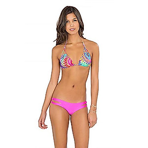 Luli Fama Women's Borrachera De Mar Zig Zag Open Side Moderate Bikini Bottom, Too Hot Miami, Medium