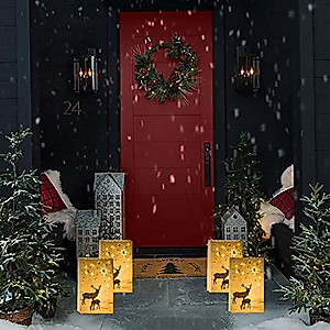 Homemory 24-Count Christmas Luminary Bags - Flame Resistant Tealight Candle Bags - Stars Elks Deer Luminaries for Thanksgiving, Christmas, Party Decoration