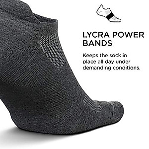 Feetures High Performance Max Cushion Ankle Sock - No Show Socks for Women & Men with Heel Tab - Heather Gray, L (1 Pair)