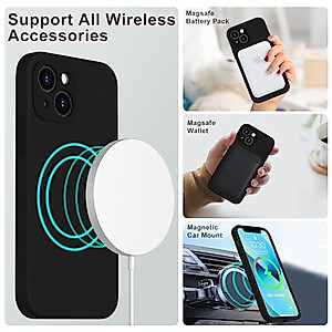 DEENAKIN for iPhone 13 Mini Case Silicone with Screen Protector - [Compatible with MagSafe] - Camera Protection - Slim Fit Protective Magnetic Phone Cover 5.4" for Men Women Girls - Black
