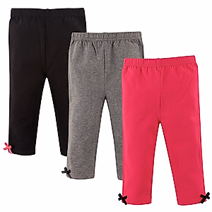 Hudson Baby Unisex Baby Cotton Pants and Leggings Rose Black, 12-18 Months