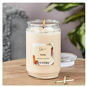 Mainstays Vanilla Scented Single-Wick Large Glass Jar Candle, 20 oz, Over 100-120 Hours of Burn Time