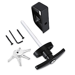 QANVEE Shed Door Latch T-Handle Lock Kit with 4 Keys,Storage Barn Shed Door Hardware Lock Set 4½" and 5½" Stem