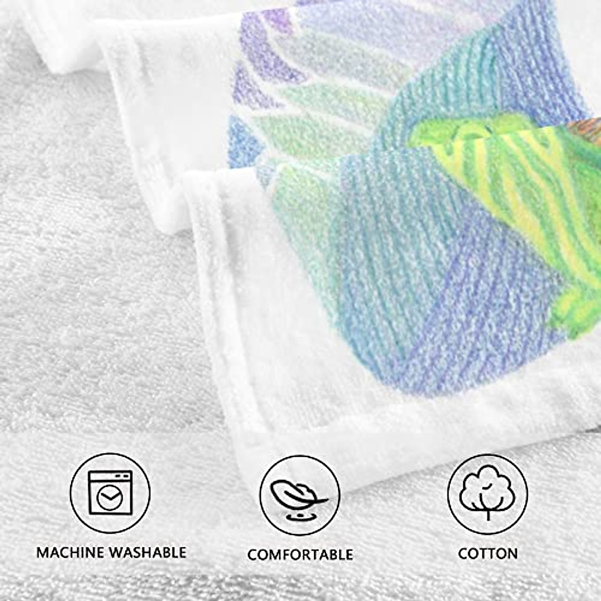 Jucciaco Watercolor Cute Turtle Cotton Towels for Bathroom, Soft Absorbent Hand Towel Set of 2 for Yoga Gym Kitchen Decorative, 16x28 inch