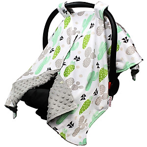 Car Seat Canopy Cover - Green Grey Cactus