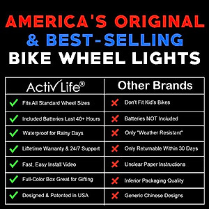 Activ Life LED Bike Wheel Lights: Light Up Your Summer Adventures, 100% Brighter & Visible from All Angles for Ultimate Safety and Style - Batteries Included, 2-Tire Pack, Color Changing