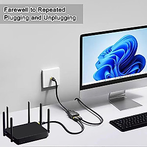 AKWOR Ethernet Splitter, RJ45 1 Male to 2 Female LAN Ethernet Cable Splitter Mini Starlink Ethernet Adapter Suitable Super Cat5, Cat5e, Cat6, Cat7 LAN Ethernet Socket Connector Adapter