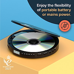 CD Player Portable, Battery Playback Portable CD Player 7Hr Playtime, Small CD Players for Car (AUX only) | Oakcastle CD10 Portable CD Player with Headphones, CD Walkman, Discman