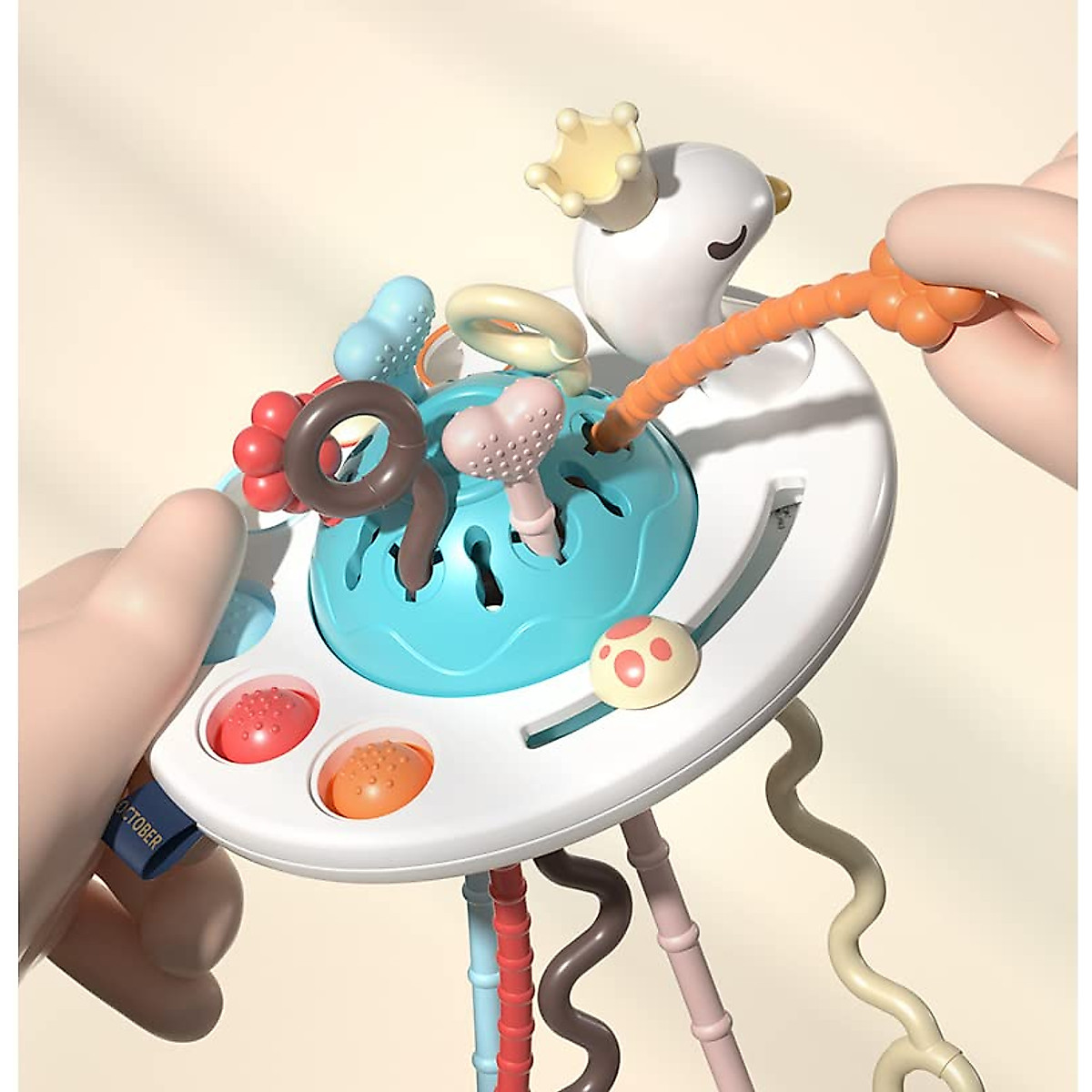 Inbeby Montessori Toys for Baby Toddler 6 12 18 Months, Sensory Pulling String Toy, Travel Toys for Toddler 6 12 Months 1 2 3 Fine Motor Skill, Sensory Development (Food-Grade Silicone)