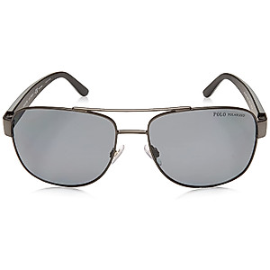 Polo Ralph Lauren Men's PH3122 Aviator Sunglasses, Matte Dark Gunmetal/Grey Polarized, 59 mm