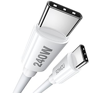 Somzu USB C Cable for iPad 10th (240W 5A), (3.3ft 2Pack) USB C Charger Cable USBC to USBC Cable Type C Fast Charging for iPad Pro 12.9inch, iPad Pro 11inch, iPad Air 5th/4th, iPad Mini 6th (White)