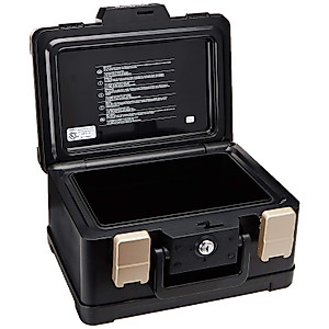 Honeywell Safes & Door Locks - Fireproof & Waterproof Small Safe Box Chest for Home - Fits Folded Letter Size Documents - Strong ABS Plastic - Document Box with Key Lock System - 0.15 CU, Black, 1102