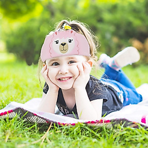 GenTek Kids Ear Headphones with Parental Volume Limiter to Protect Hearing, Washable Super Soft Fleece Headband with Ultra-Thin, Adjustable Removable Speakers (Llama-Pink)