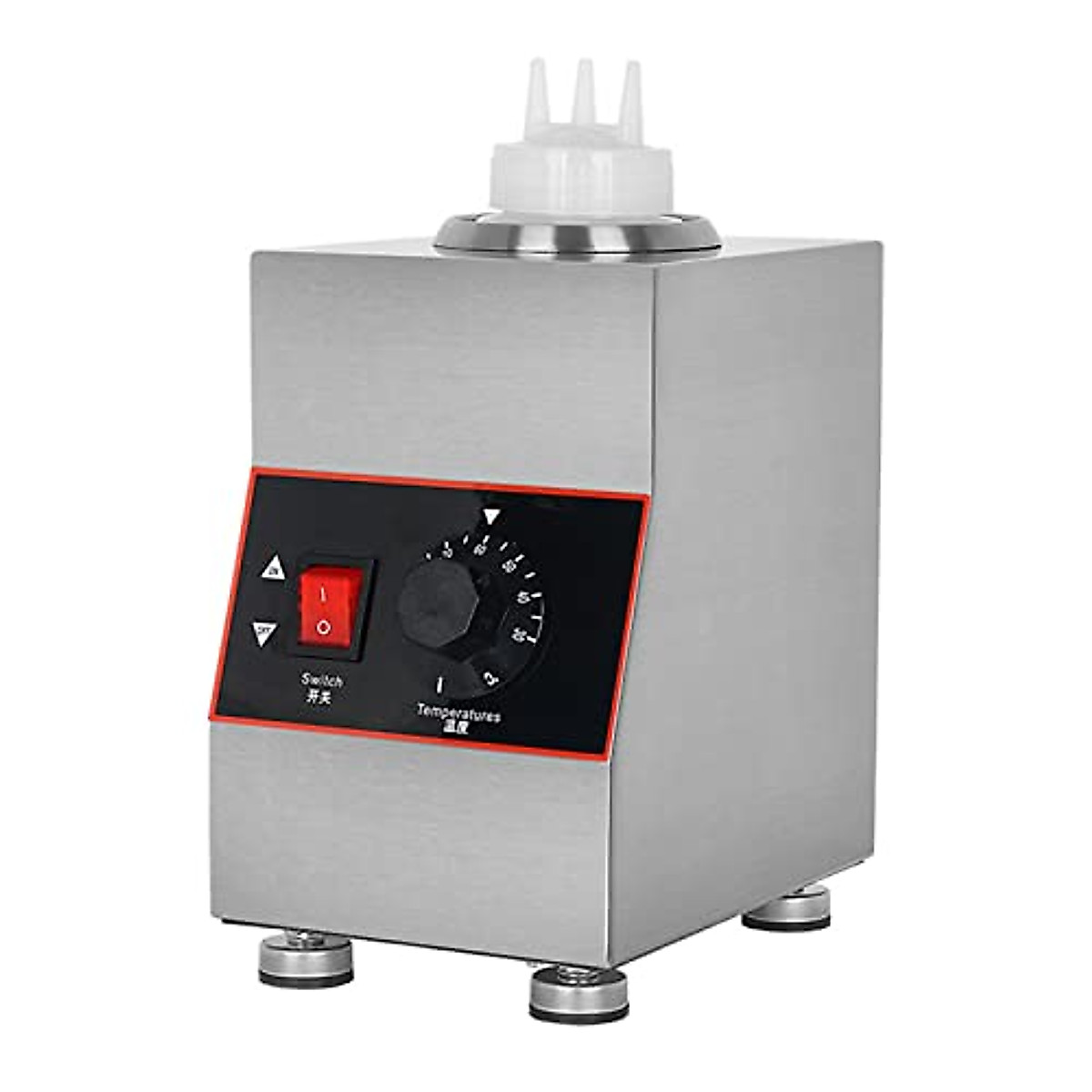 ALSUP Commercial 1 Bottle Topping Electric Sauce Warmer Dispenser Cheese Dispenser with Pump Hot Fudge Cheese Caramel Jam Sauce Warming 30-85℃