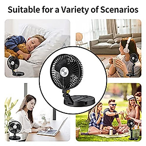 Rolg Foldaway Stand Fan, Portable Desk and Table Rechargeable Pedestal Fans with LED Light, 3 Speeds & Height, Ultra Lightweight,Wall Mounted Fan for Personal Bedroom Office Fishing Camping Fanus-001