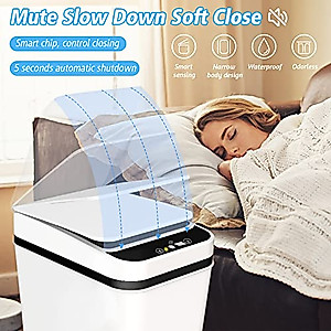 jinligogo 2Pack Bathroom Small Trash Can with Lid Touchless Automatic Garbage Can, 2.2 Gallon Slim Waterproof Motion Sensor Smart Trash Bin for Bedroom, Office, Living Room (Grey)