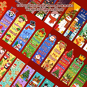 150Pieces Christmas Bookmarks Party Favor 30 Designs, Double Sided Christmas Holiday Bookmarks Christmas Character Bookmarks Santa Snowman Reindeer Christmas Tree for Students Christmas Favors