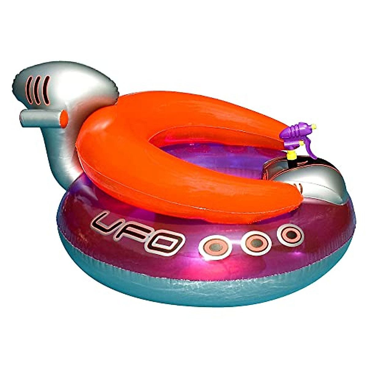Swimline 9078 Inflatable UFO Lounge Chair Swimming Pool Float with Built-in Squirt Gun and Backrest for Adults and Kids Ages 4 Years and Up (2 Pack)