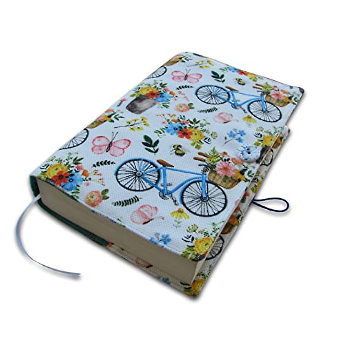 Book Sleeve Cover , Fabric Novel for Adult Books Cover for Paperback, Bicycle Pattern Washable Book Protector - 5.5 x 8.2 x 1.6 Padded Case for Novel