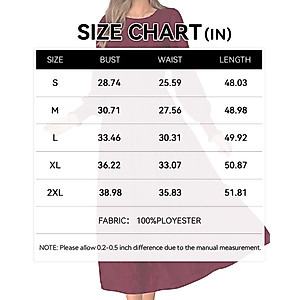 BTFBM Casual Women's 2025 Fall Dresses Elegant Wedding Guest Dress Long Sleeve Floral Midi Dress Flowy Bohemian Long Dress(Wine Red,Large)