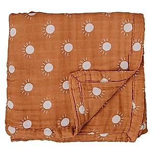 Mebie Baby Muslin Quilt, Sunshine, 100% Muslin Cotton Baby Blankets for Girls and Boys, Muslin Baby Blanket for Newborns, Babies, Toddler, Soft Muslin Swaddle Blankets, 47"x47"