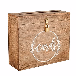 Eximious India Wedding Card Box with Card Slit and Lock 12"X10"X4.5"- Gift Wishing Well Card Box for Weddings, Receptions, Birthdays, Graduations, Baby Showers, Honeymoon Funds WBKH (Burnt)