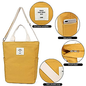 CENTER Canvas Tote Bag Beach Bags for Women Shoulder Bag Utility Tote Shoulder Bag Casual Work School Shopper (yellow)