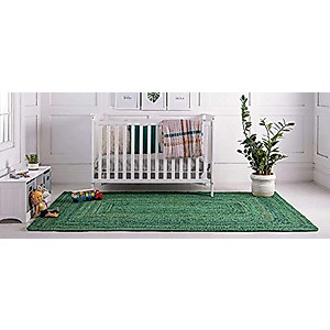 Unique Loom Braided Chindi Collection Area Rug - Layer (4' 1" x 6' 1" Rectangle, Green/ Hunter Green)