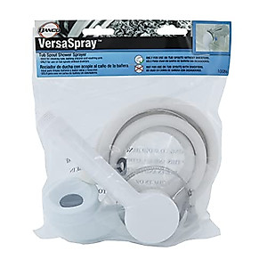 Danco 10086 VersaSpray Portable Hand Held Shower Head Sprayer Fits Bathtubs Without Diverter, 1 Pack, White