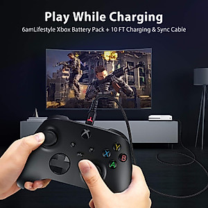 2 Pack Rechargeable Controller Battery Pack for Xbox Series X|S and Xbox One with 10FT USB C Charging Cable and Micro USB Adapter 6amLifestyle Battery Pack Xbox Play and Charge Kit, XBOX-SB03