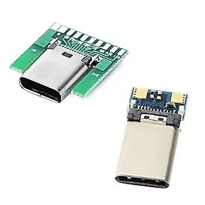 chenyang USB C DIY Connector USB 3.1 Type C 24Pin Male Plug ＆ Female Socket Port Repair Replacement Solder Adapter with PCB Board